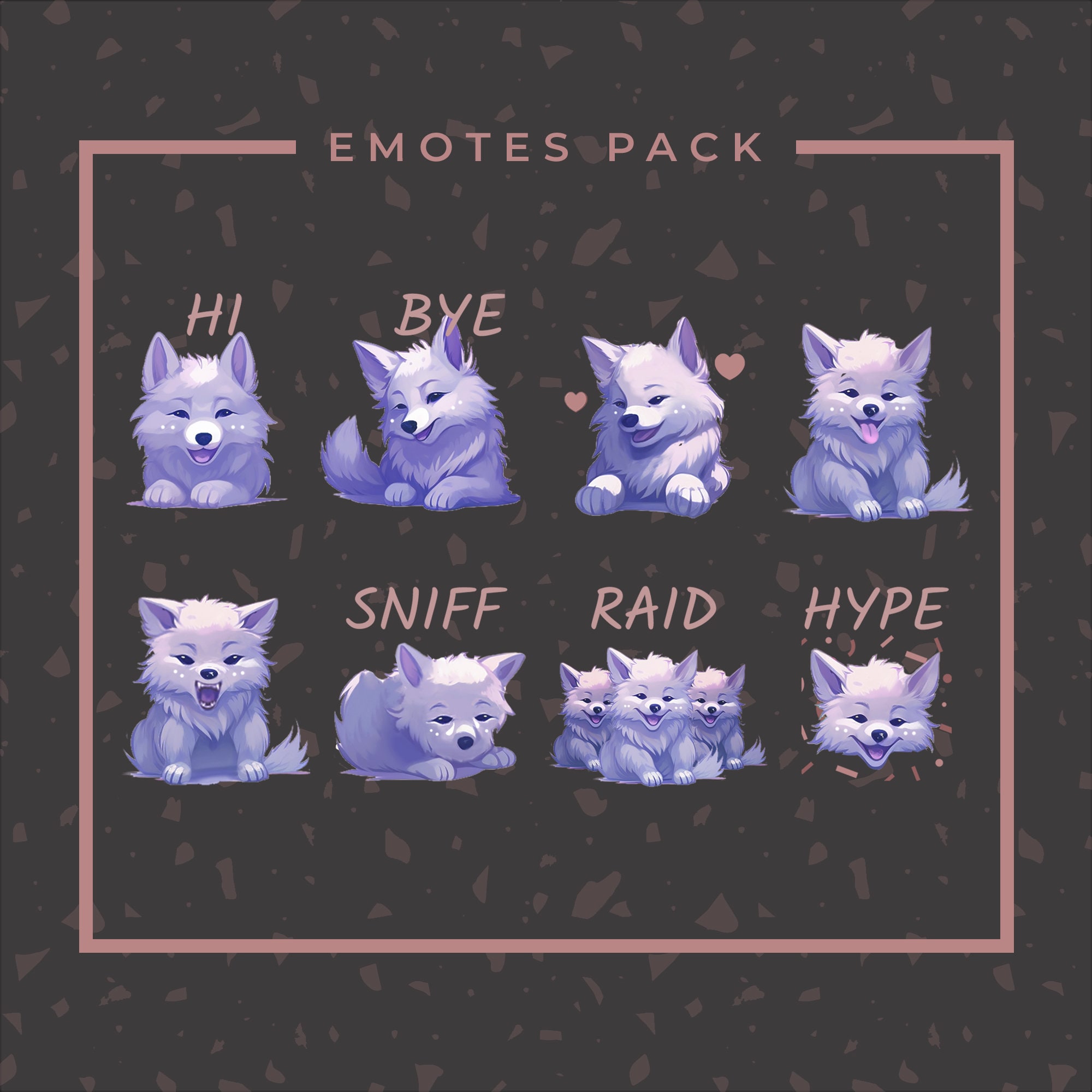 WOLF EMOTES Twitch, Discord, Youtube Streaming Cute Wolf, Hi, Bye ...