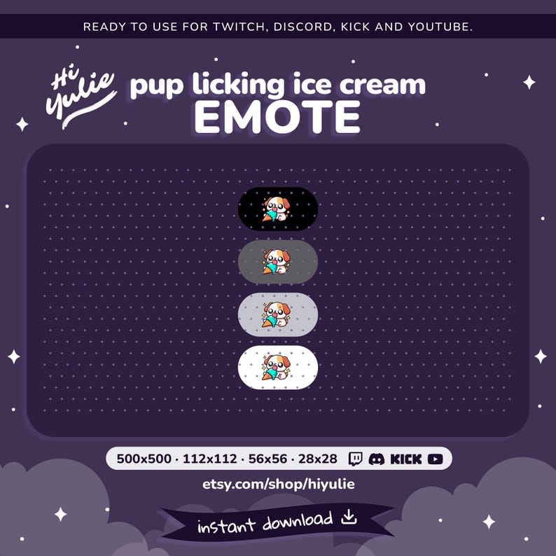 Puppy Licking Ice Cream Emote for Twitch, Discord (digital Download) - Etsy