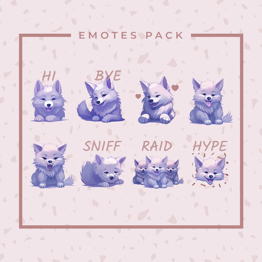 WOLF EMOTES 8 / Cute Wolf / Twitch / Discord / Youtube / Streaming ...