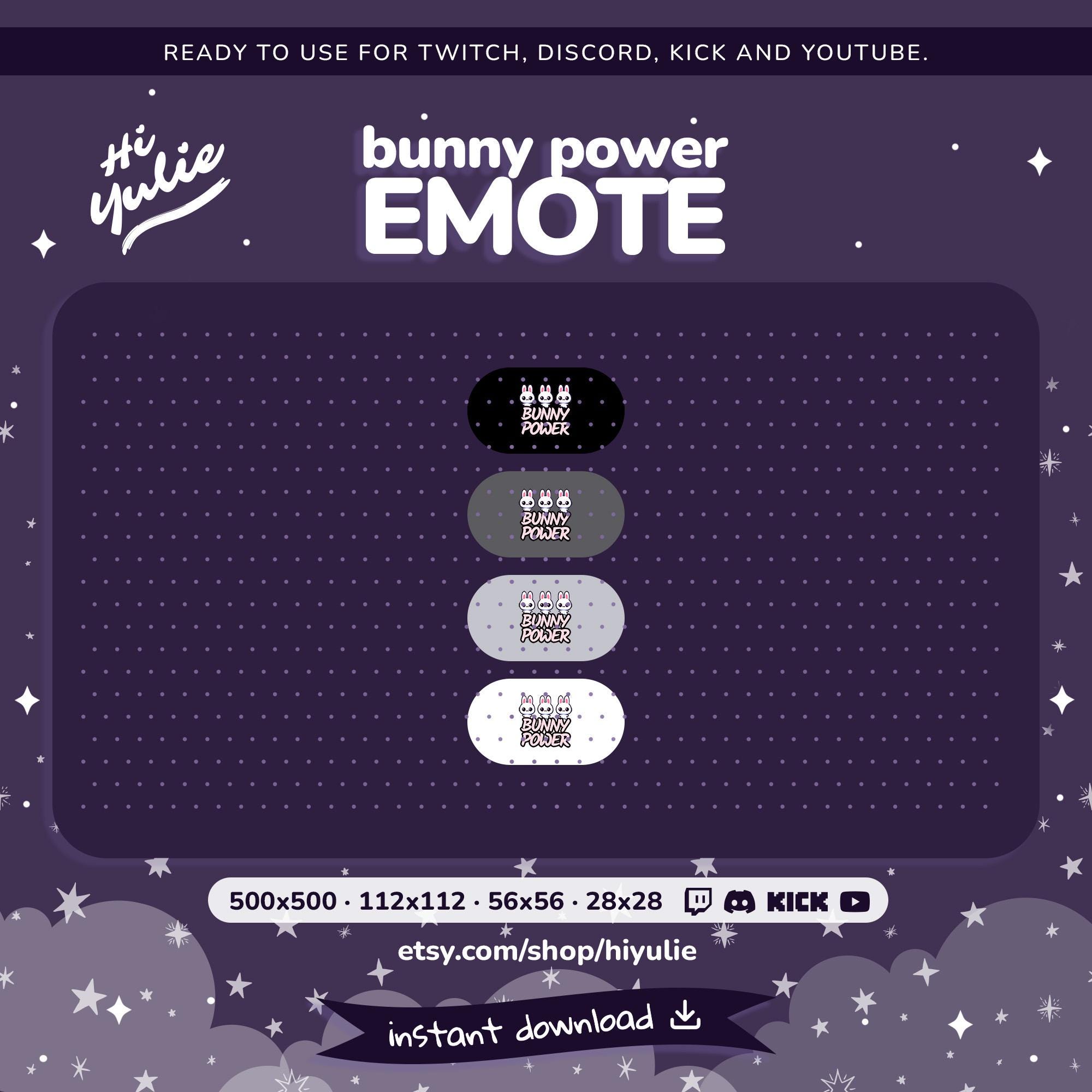 Bunny Power Emote for Twitch, Discord, Kick and Youtube (digital ...