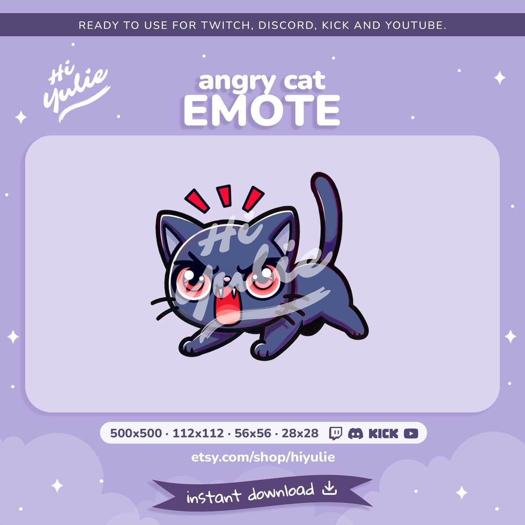 Angry Cat Emote for Twitch and Discord, Screaming Kitty Emote, Funny ...