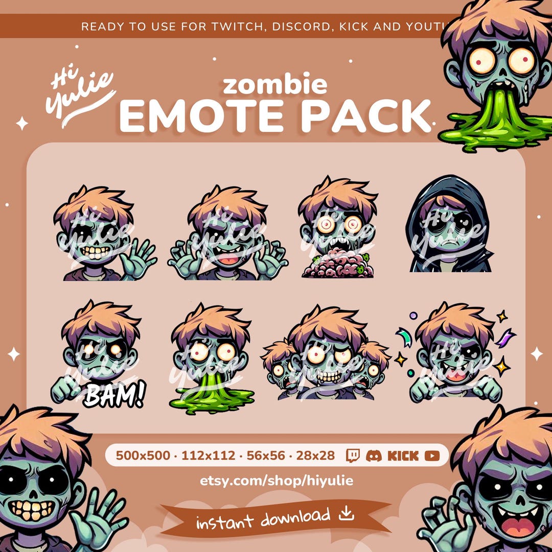 Zombie Boy Emote for Twitch and Discord, Fun Halloween Stream Emote ...
