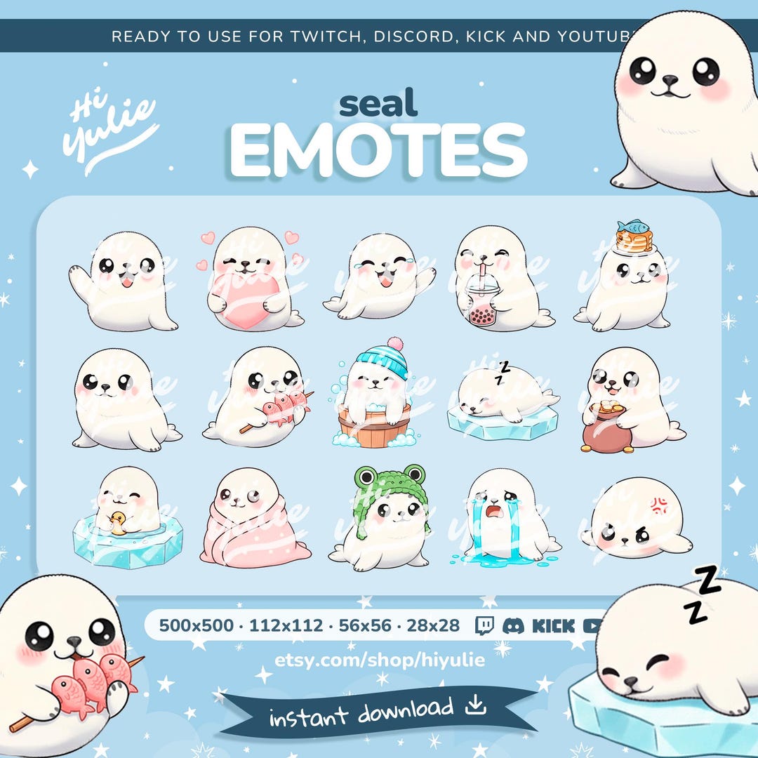 Seal Emotes for Twitch, Discord, Youtube (digital Download) - Etsy Canada