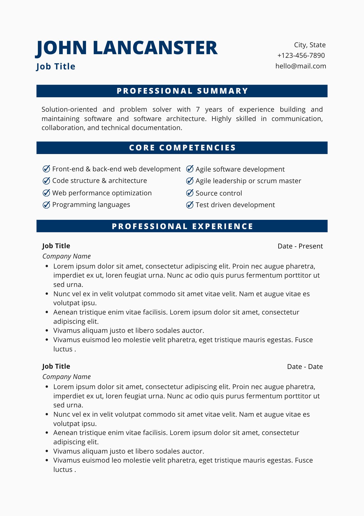 Professional Resume Template ATS Friendly Resume Template and - Etsy