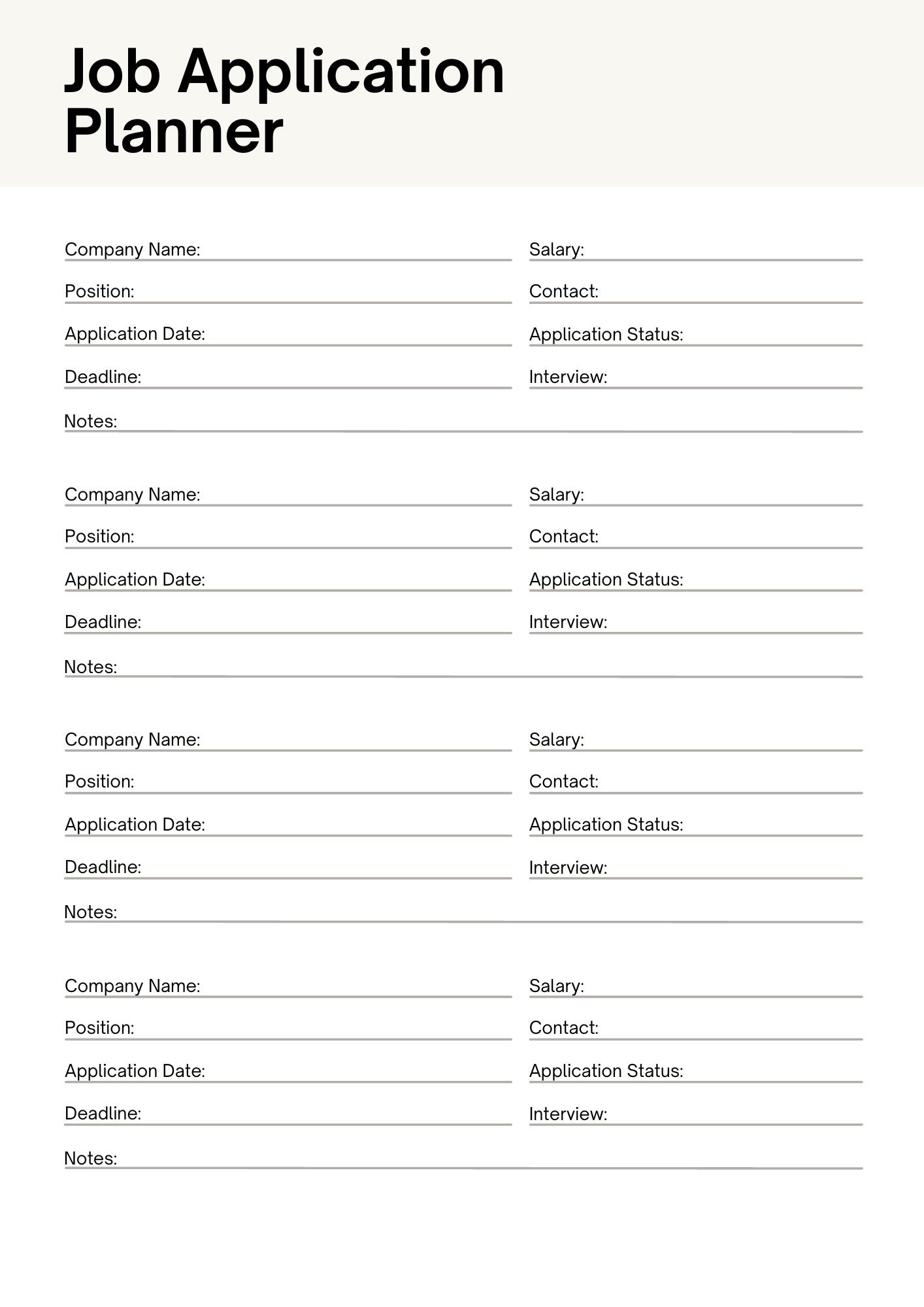Job Application Planner, and Interview Tracker , Instant Download ...