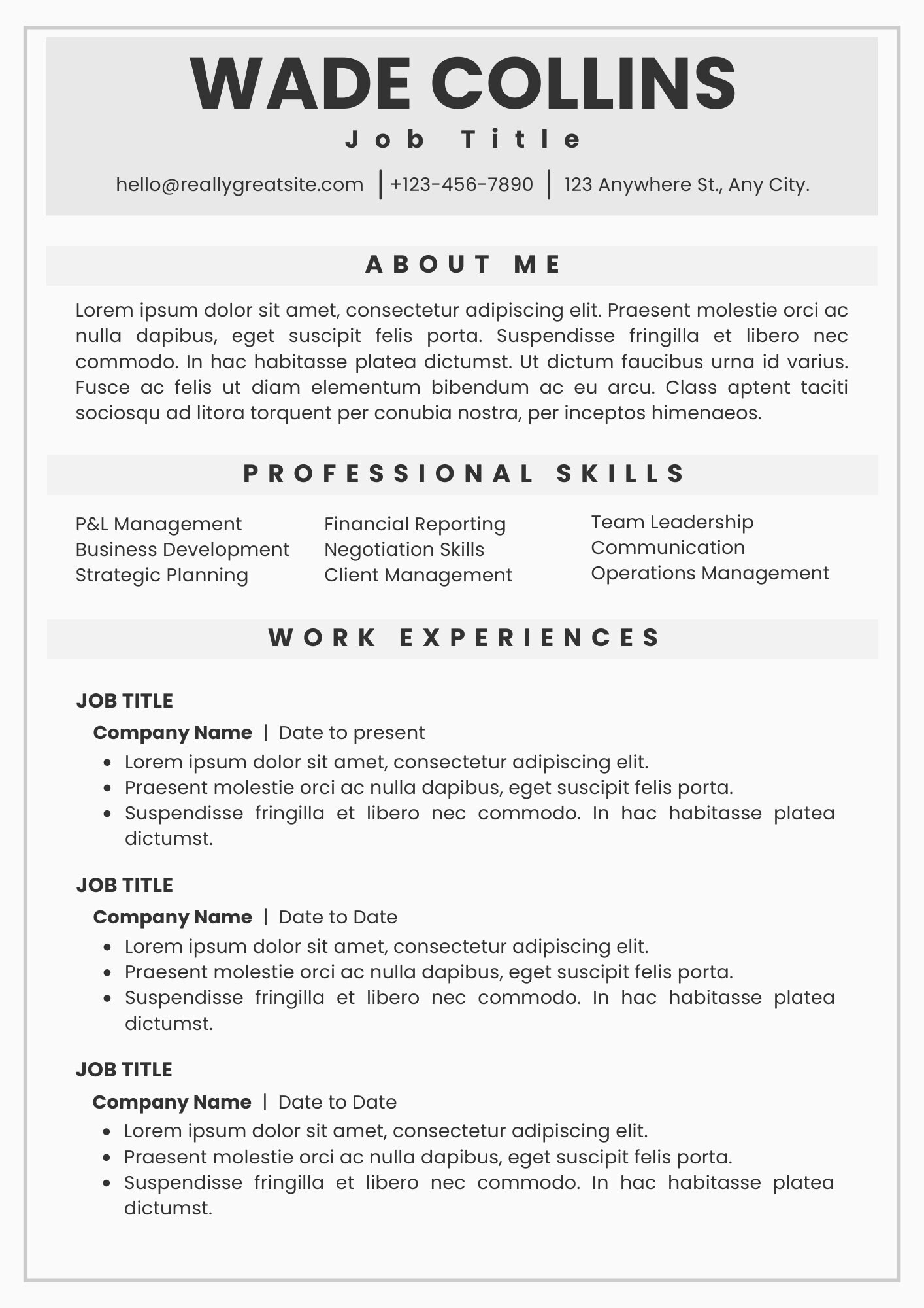 ATS Resume, ATS Friendly Resume Template, Executive Resume Template ...