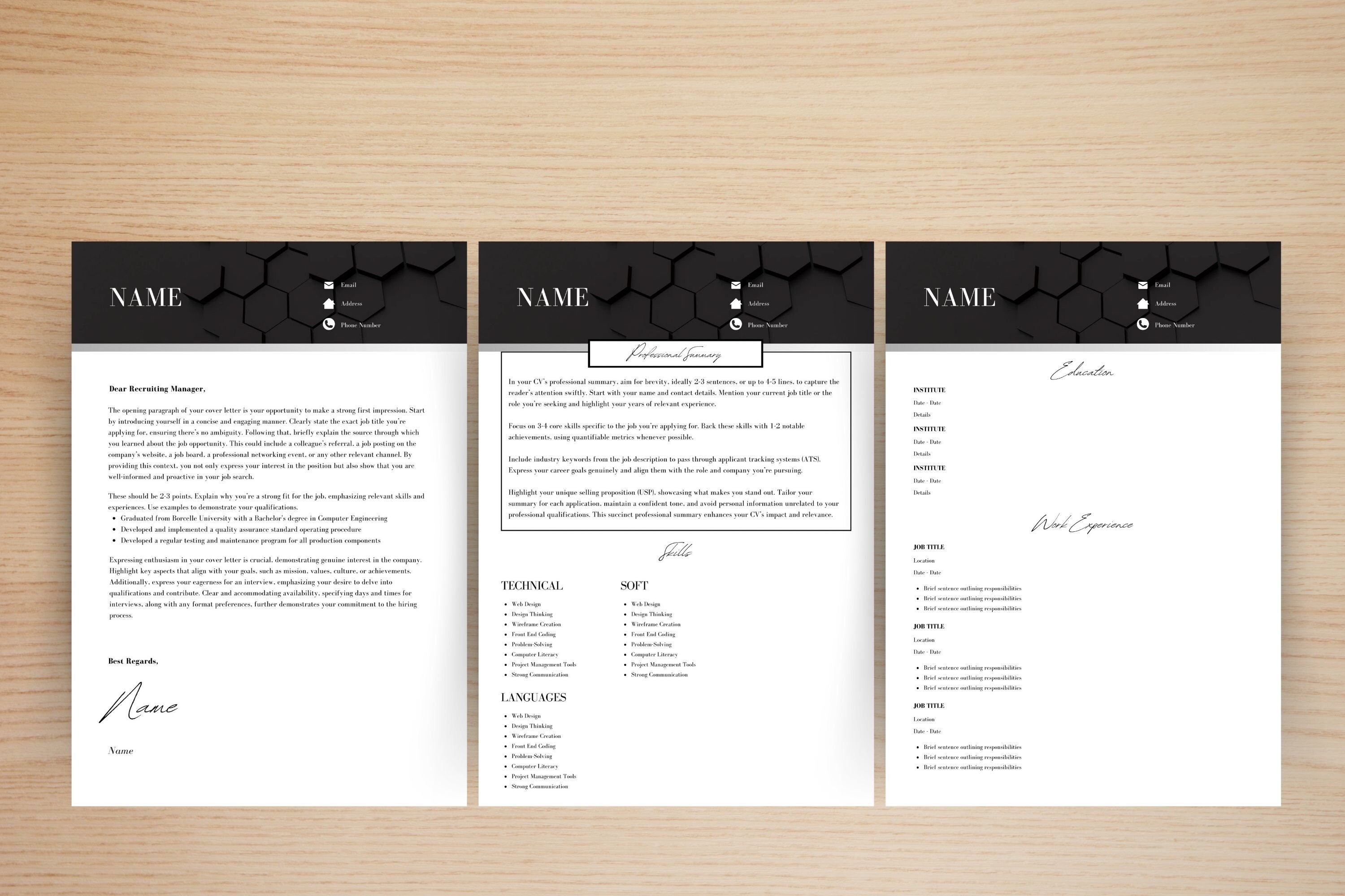 Resume and Cover Letter Template CV and Cover Letter - Etsy