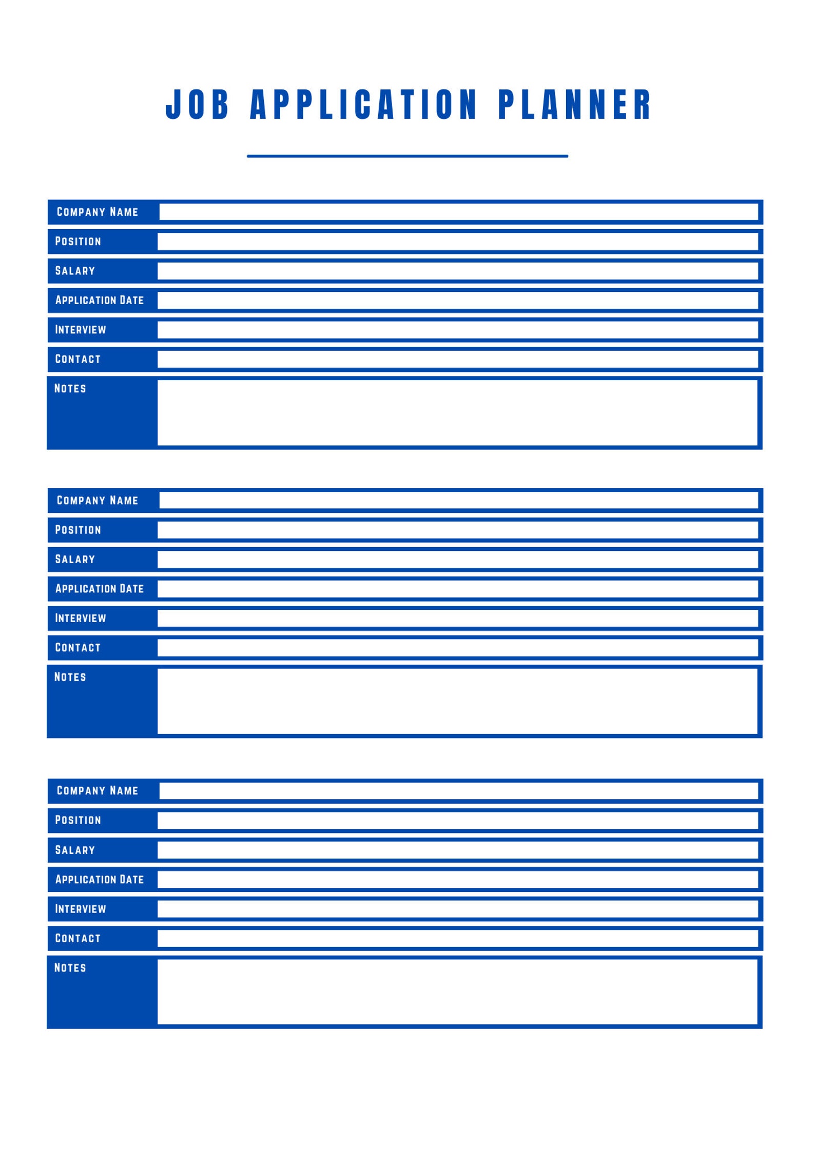Job Application Tracker Printable PDF Interview Log Job Application ...