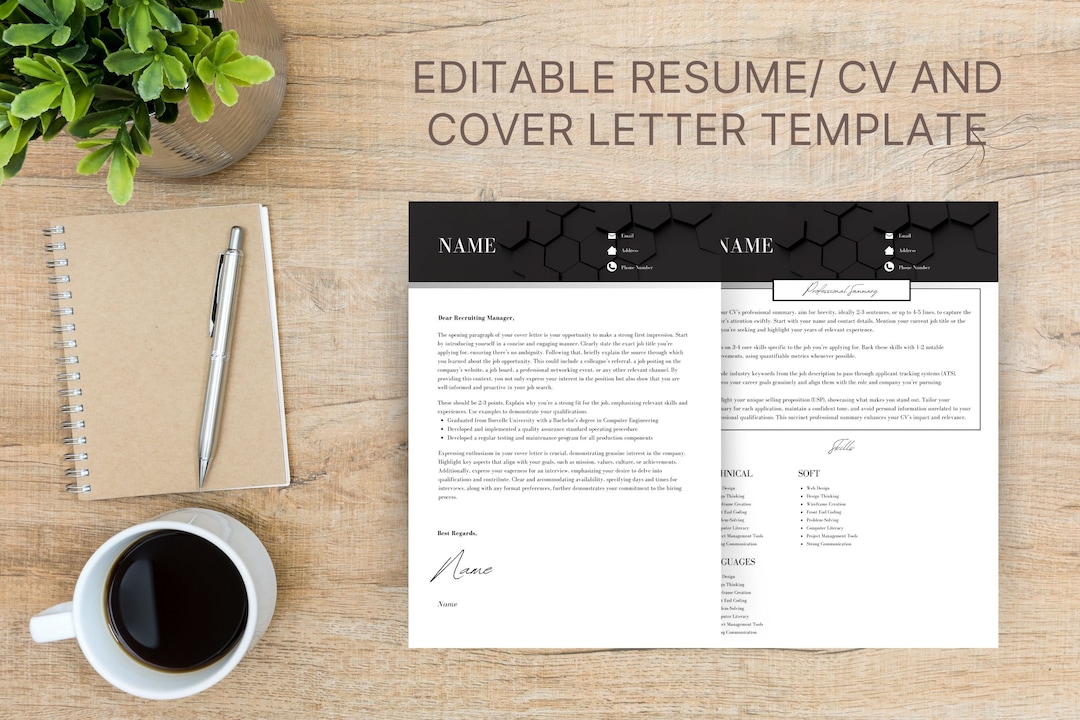 Resume and Cover Letter Template | CV and Cover Letter Template ...