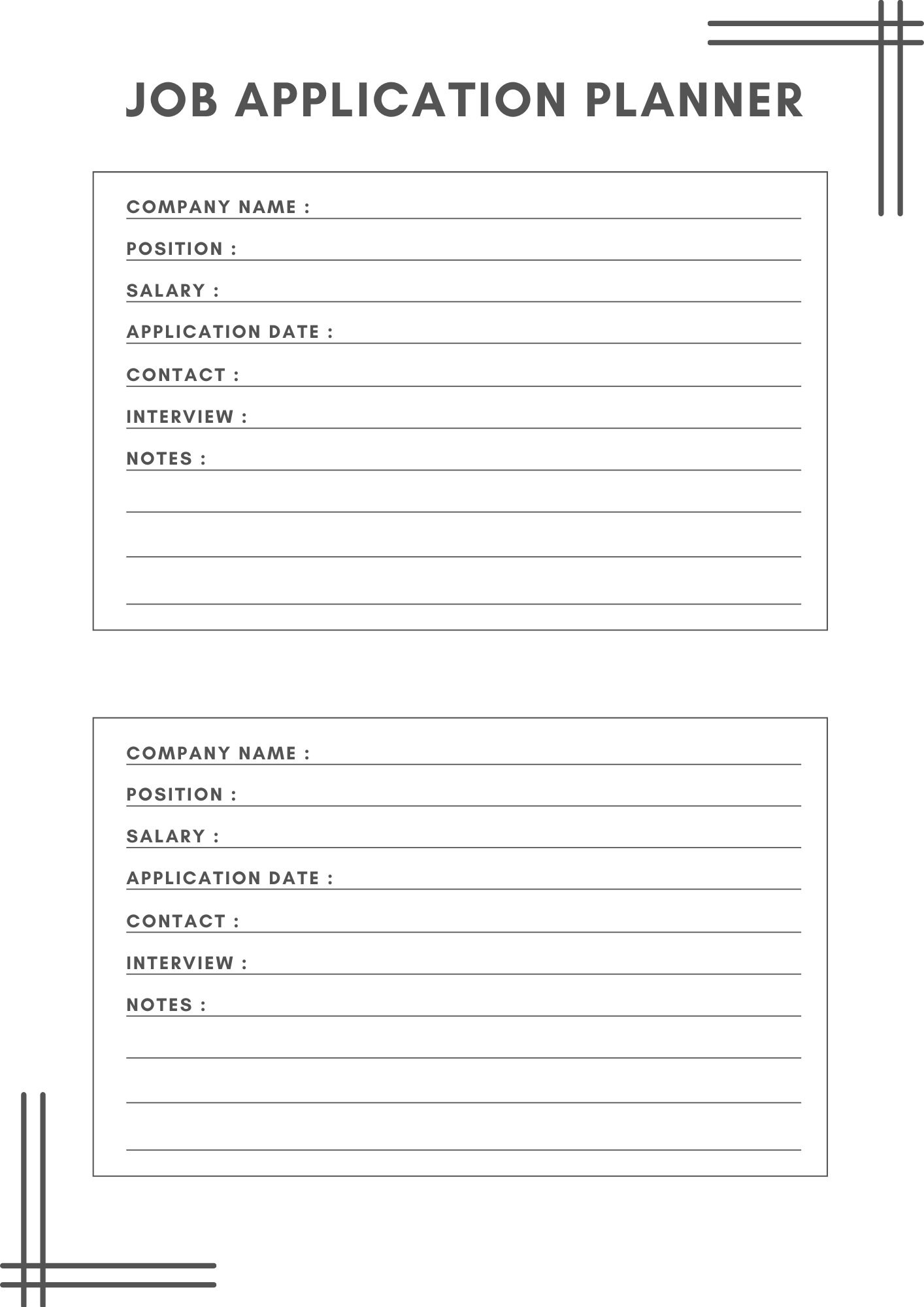 Job Application Planner, and Interview Tracker , Instant Download ...