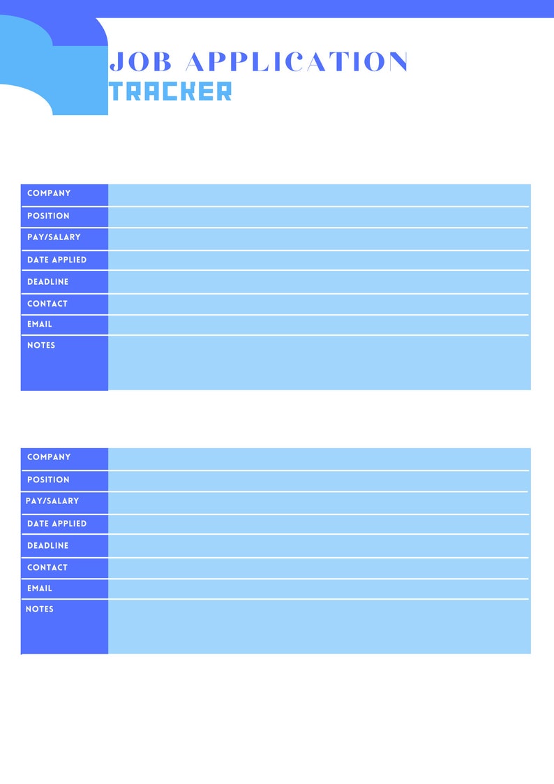 Job Application Tracker, and Interview Tracker , Instant Download ...