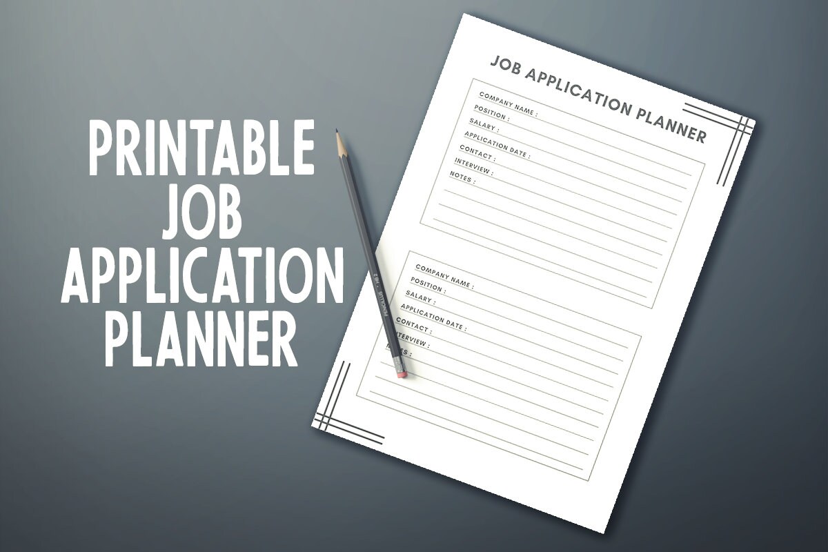 Job Application Planner, and Interview Tracker , Instant Download ...