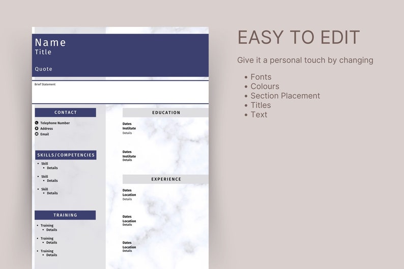 Resume Template | CV Template | Professional Resume Template for Canva ...