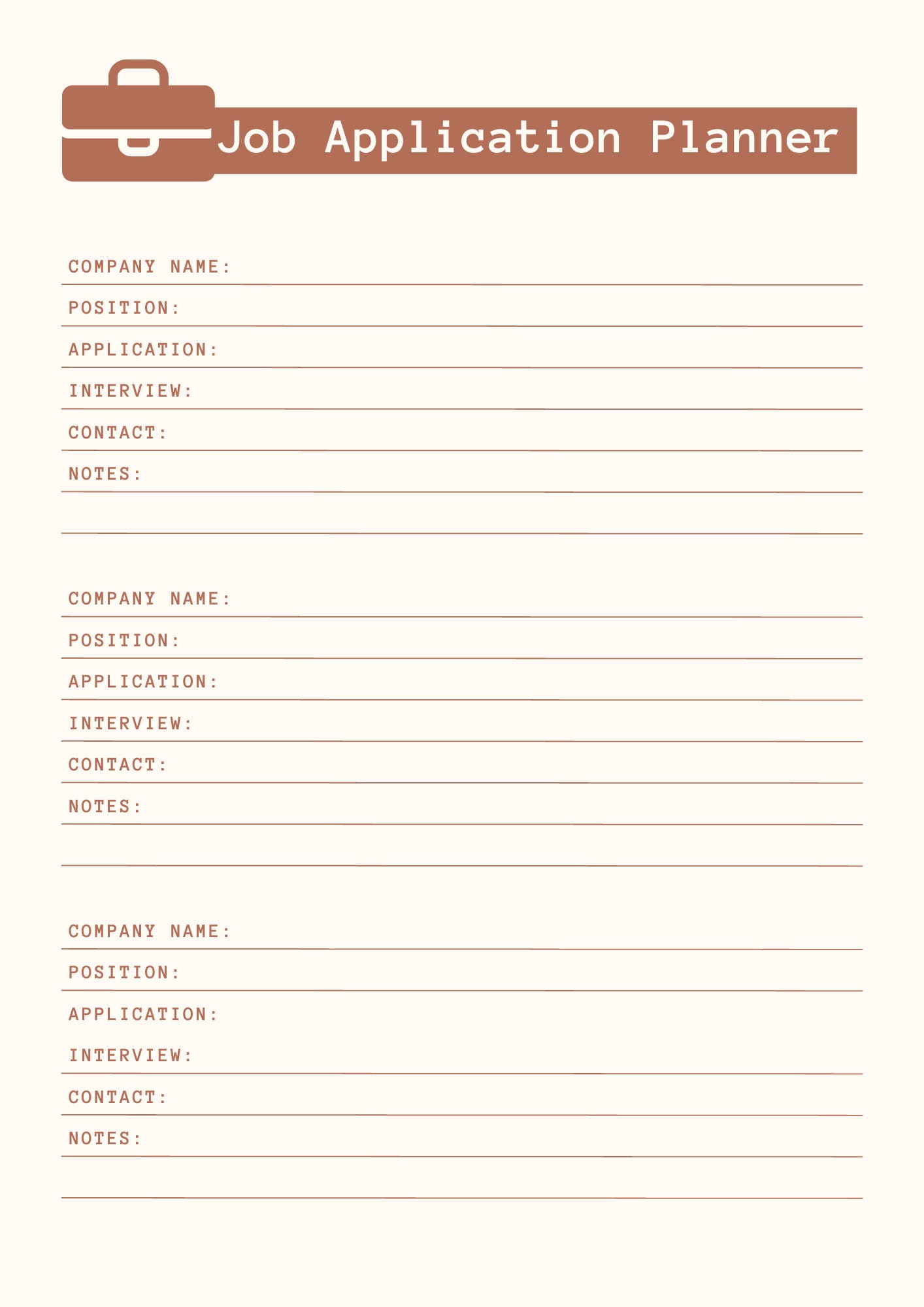 Printable Job Search Planner Template PDF Job Search Tracker Interview ...