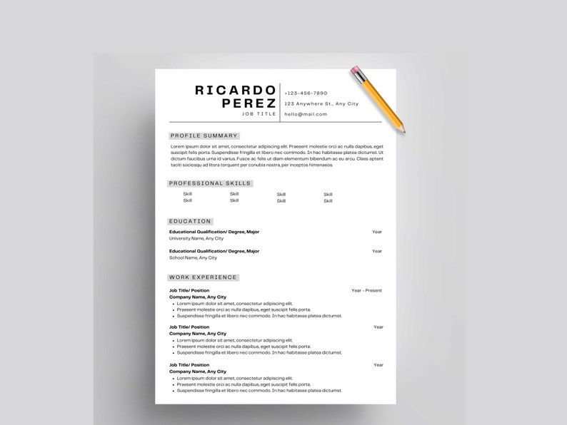 ATS Friendly Resume Template, ATS Resume Template, Cover Letter, ATS ...