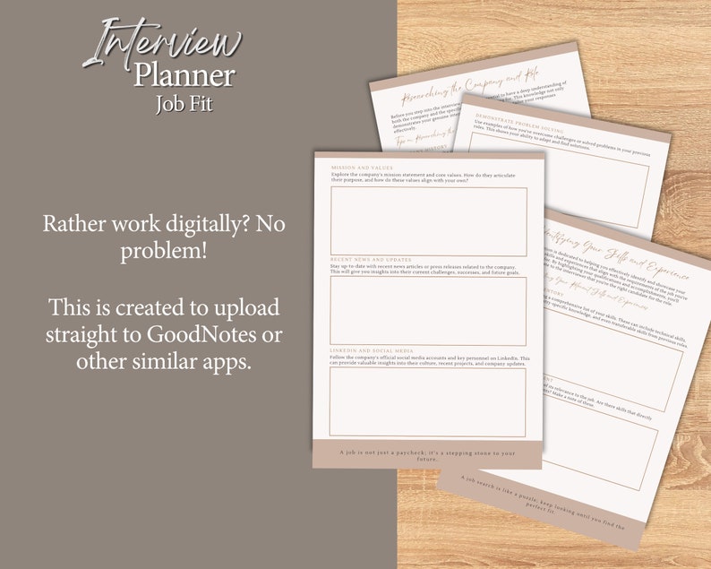 Interview Planner | Assessing Job Fit | Job Application Planner | Dream Job Interview Planner ...