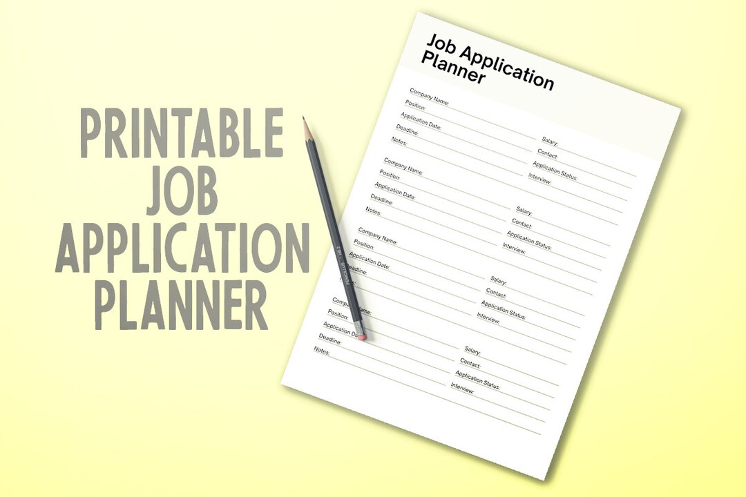 Job Application Planner, and Interview Tracker , Instant Download ...
