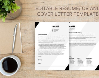 Minimalist Resume and Cover Letter Template - Etsy