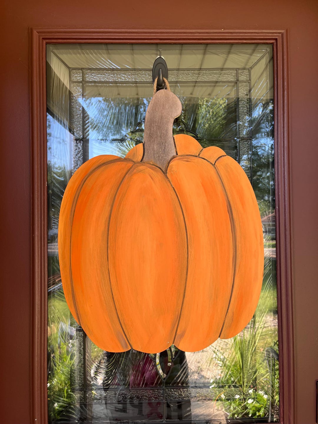 Orange Hand Painted Pumpkin Door Hanger/door Sign - Etsy