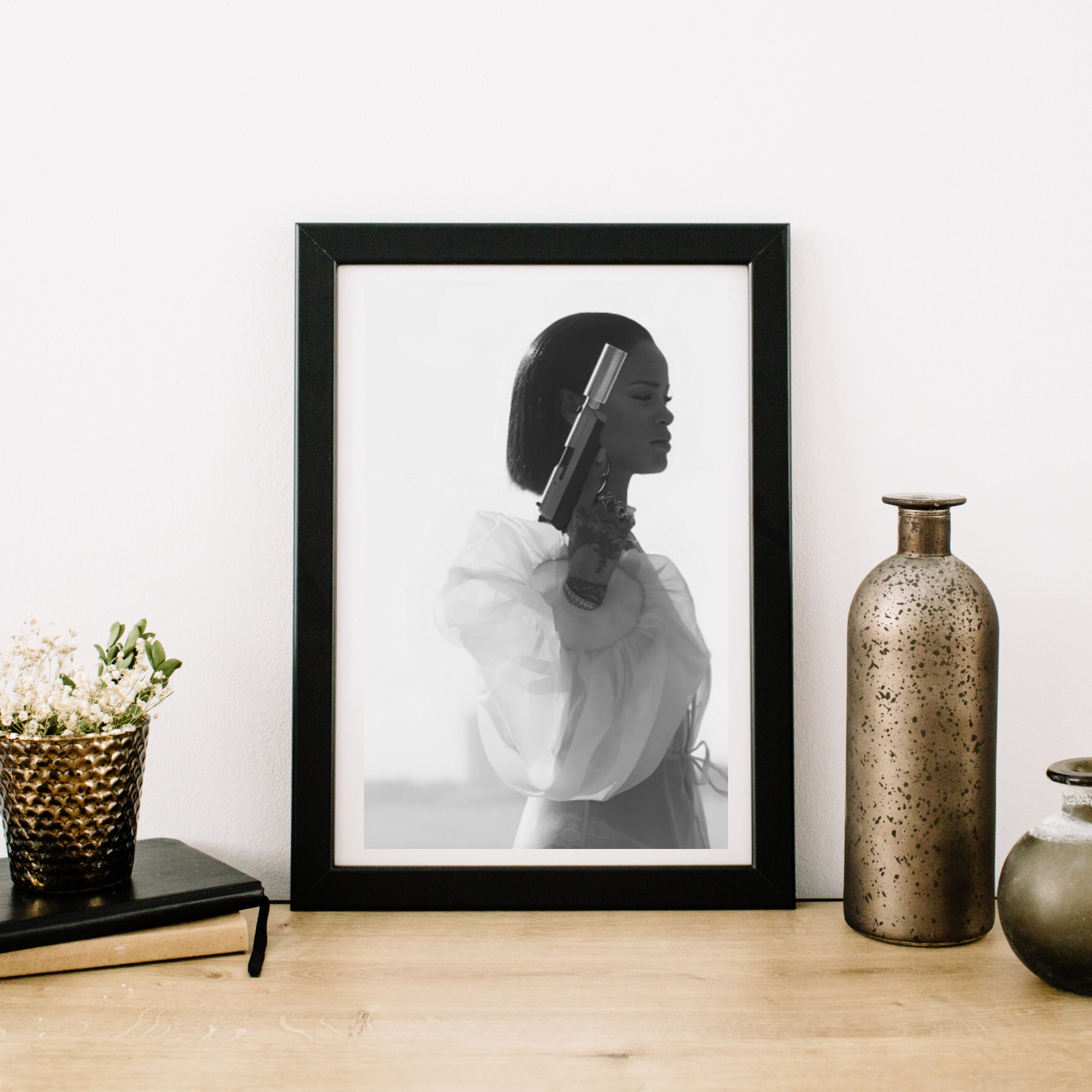 Rihanna Gun Black and White Film Poster TV Poster Vintage - Etsy