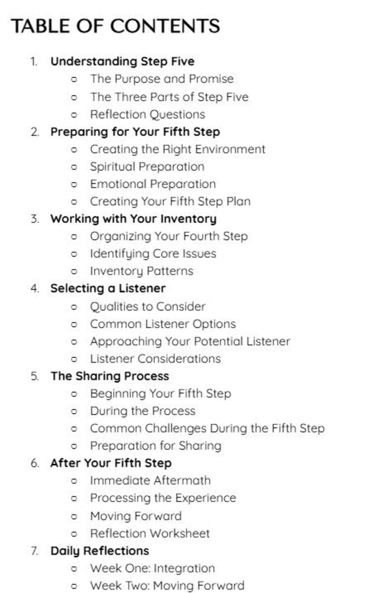 AA Fifth Step Recovery Guide and Workbook Digital Download: AA Step 5 ...