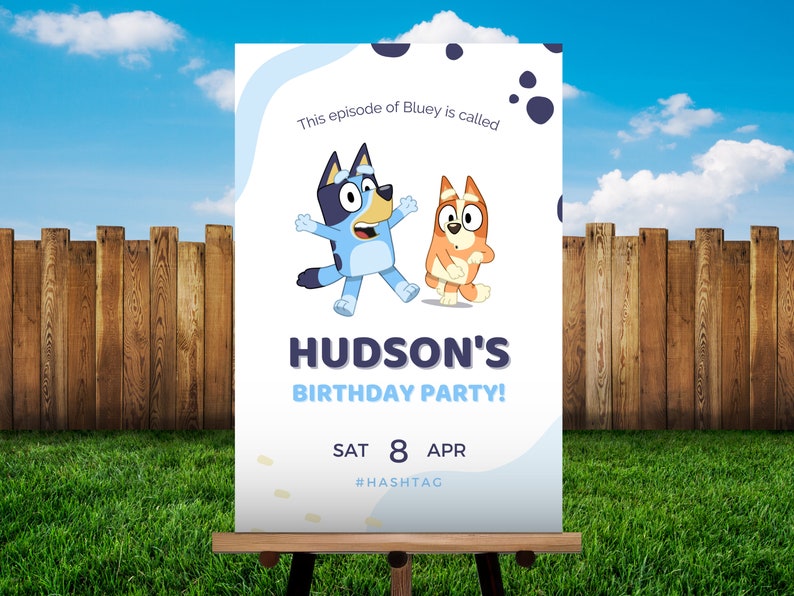Bluey Birthday Welcome Sign Bluey and Bingo Heeler Welcome - Etsy