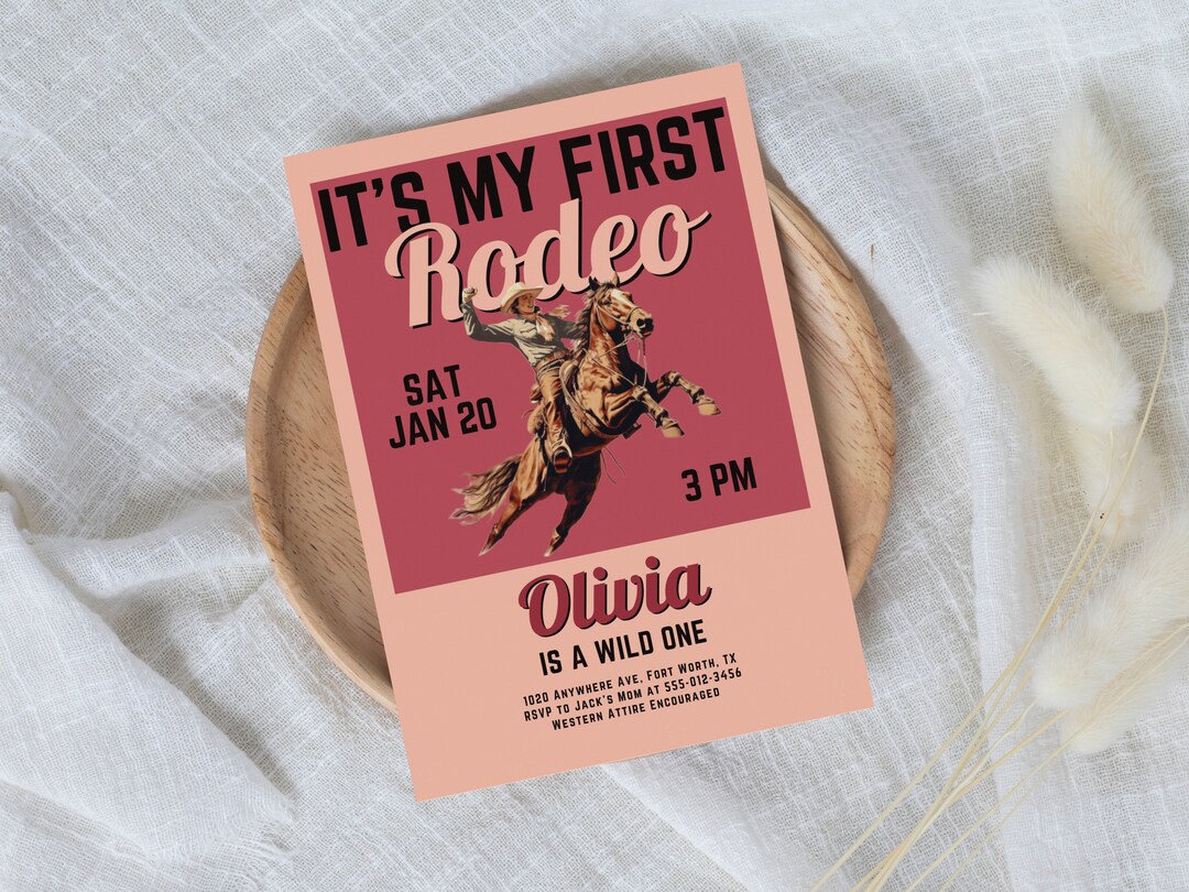 Editable My First Rodeo Birthday Invitation Template Wild One - Etsy
