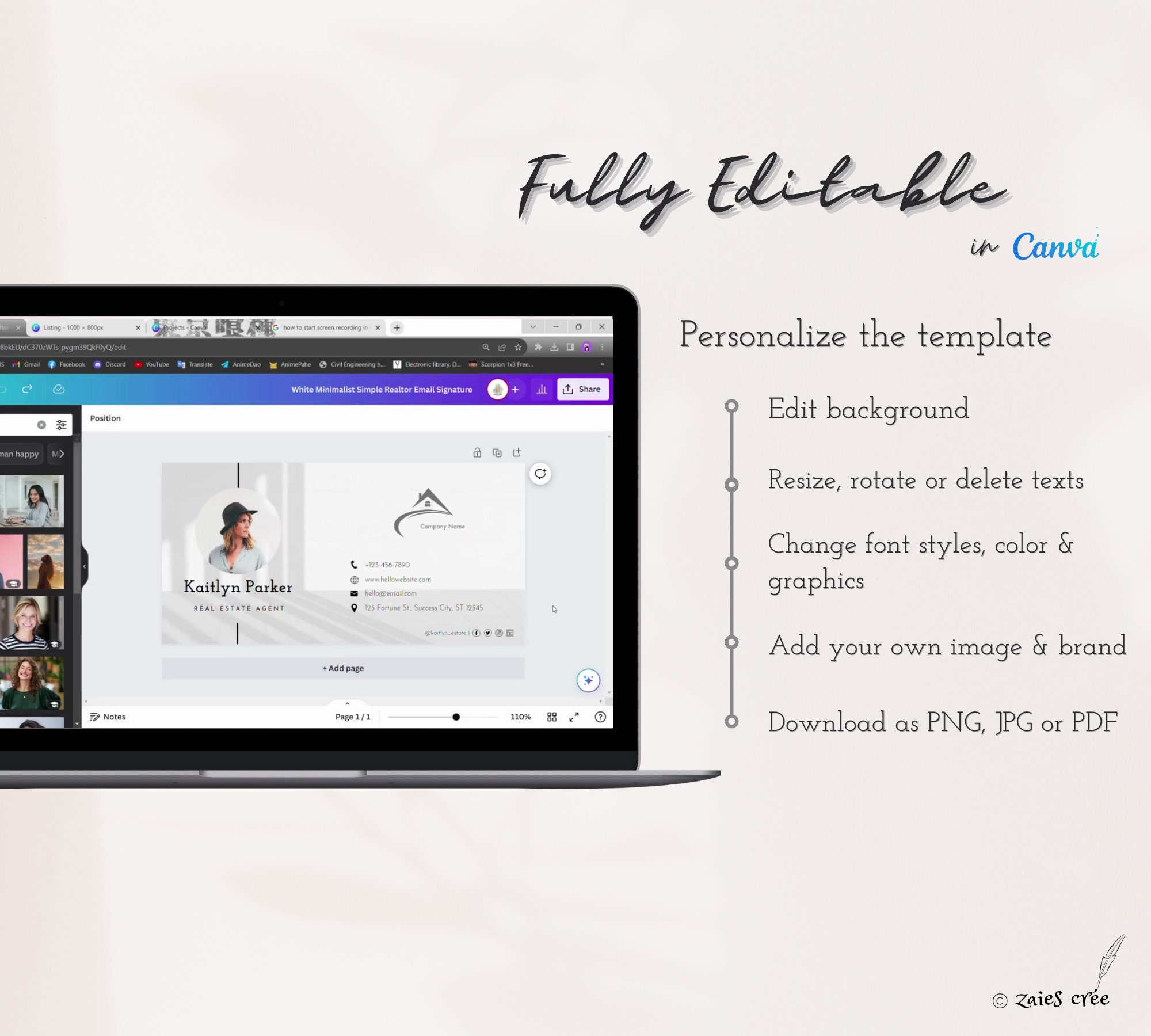 Email Signature Template Canva Email Signature Canva Editable Gmail ...