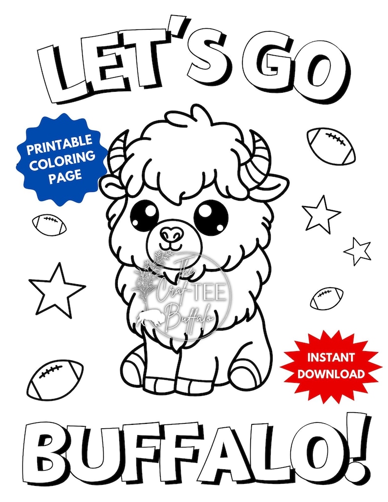 Buffalo Football Printable Coloring Page Kids Coloring Page - Etsy