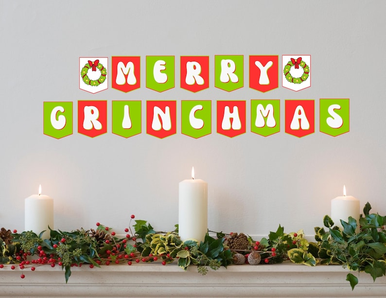 Merry Grinchmas Printable Banner Instant Download - Etsy