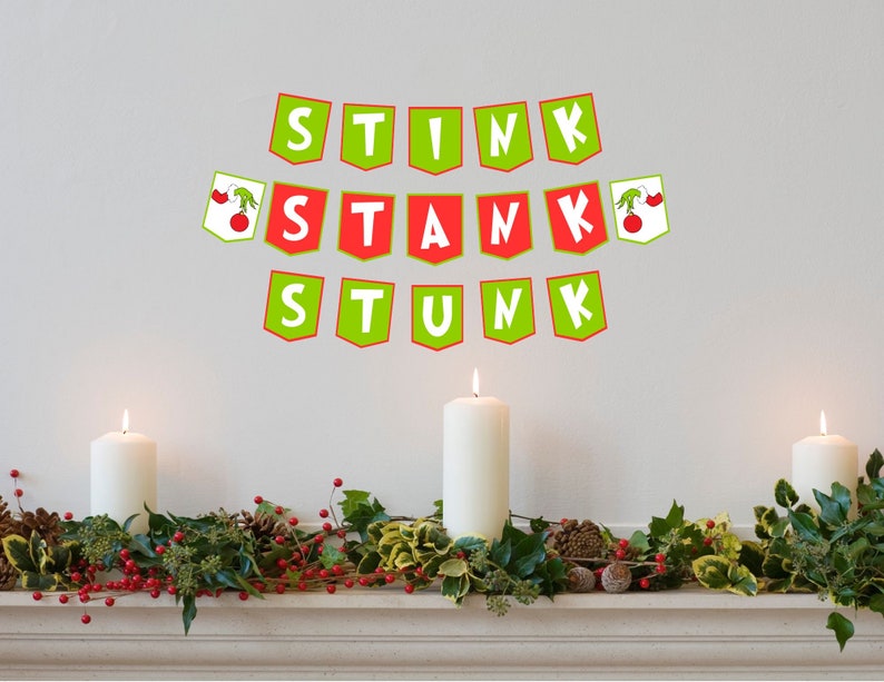 Stink Stank Stunk Grinchmas Printable Banner Instant Download - Etsy