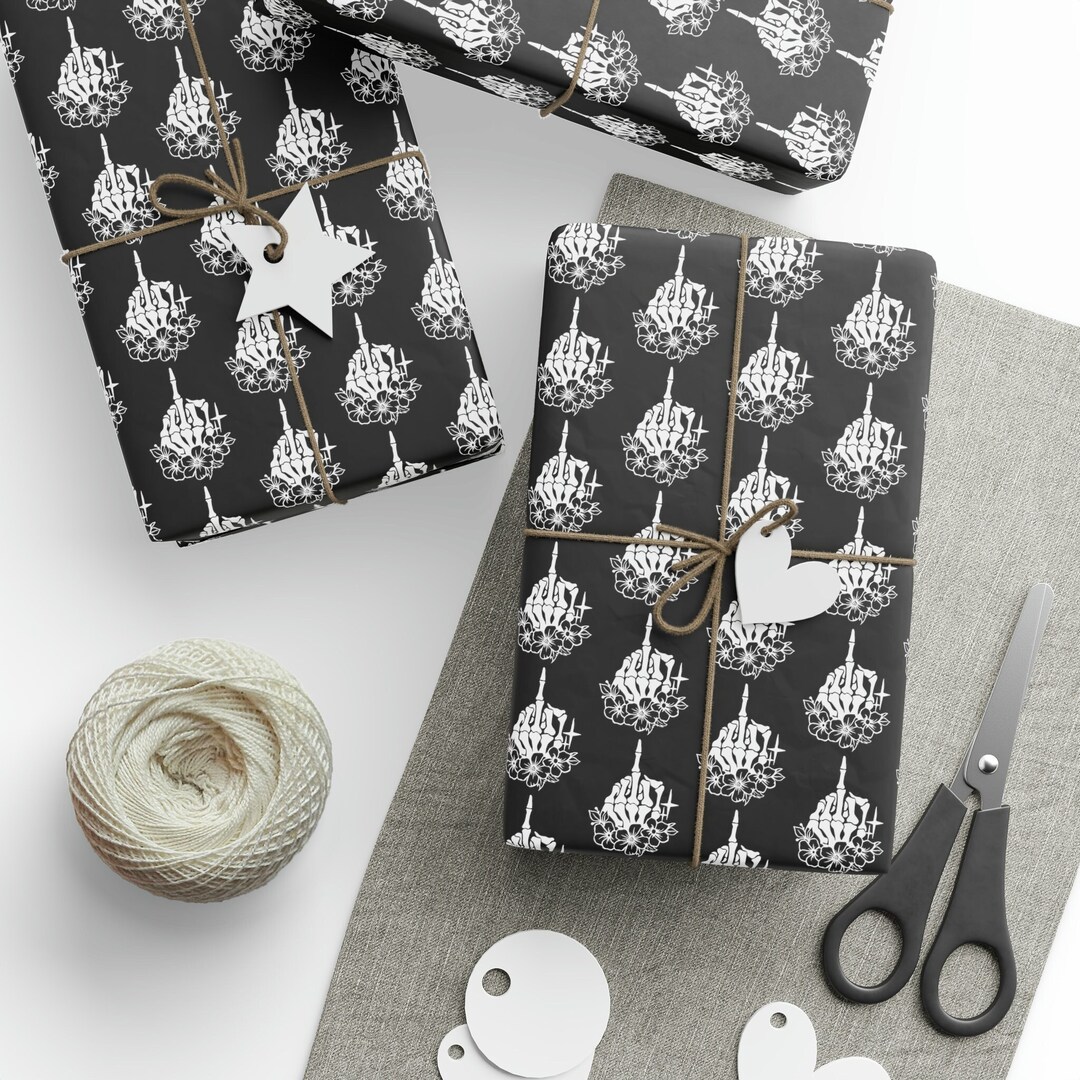 Skeleton Middle Finger Christmas Birthday Wrapping Paper Gift Wrap - Etsy