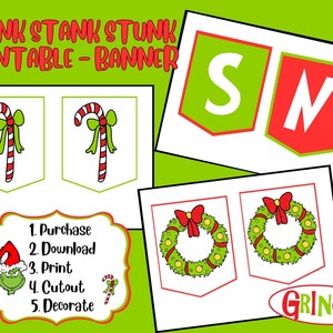 Stink Stank Stunk Grinchmas Printable Banner Instant Download - Etsy