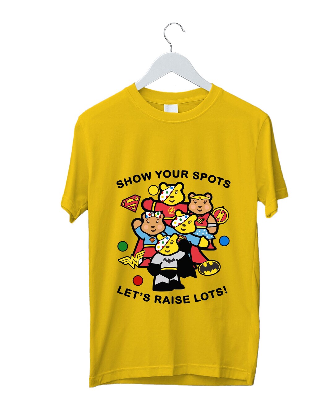 Lets Raise Lots Pudsey Bear Children in Need 2024 Superhero Tshirt ...