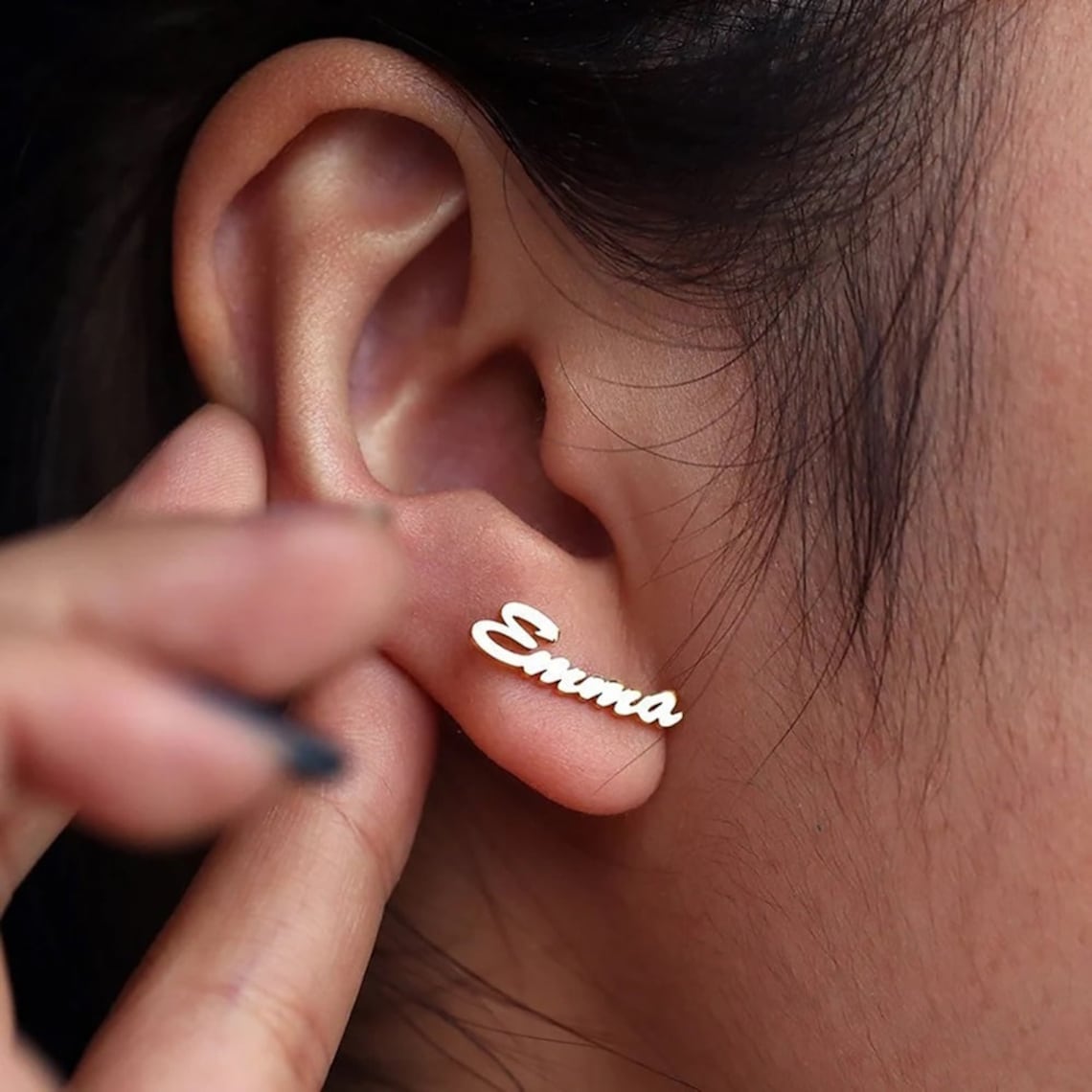 Name Earrings Custom Name Jewelry Minimalist Name Earrings Personalized Earrings Stud Earring ...