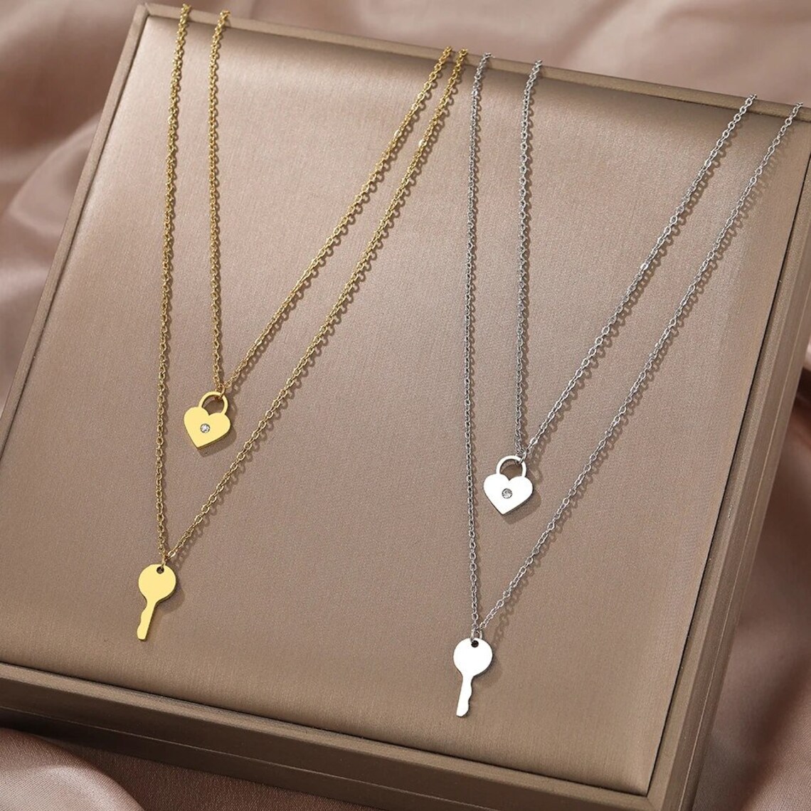 Crystal Zircon Key Lock Necklace Pendant Jewelry Pendant Woman - Etsy ...