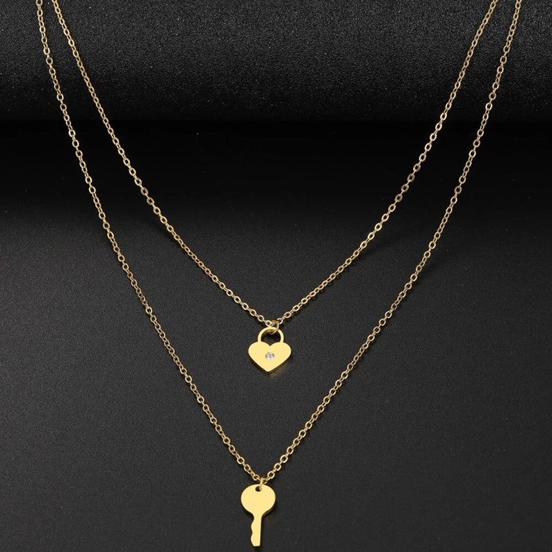 Crystal Zircon Key Lock Necklace Pendant Jewelry Pendant Woman - Etsy ...