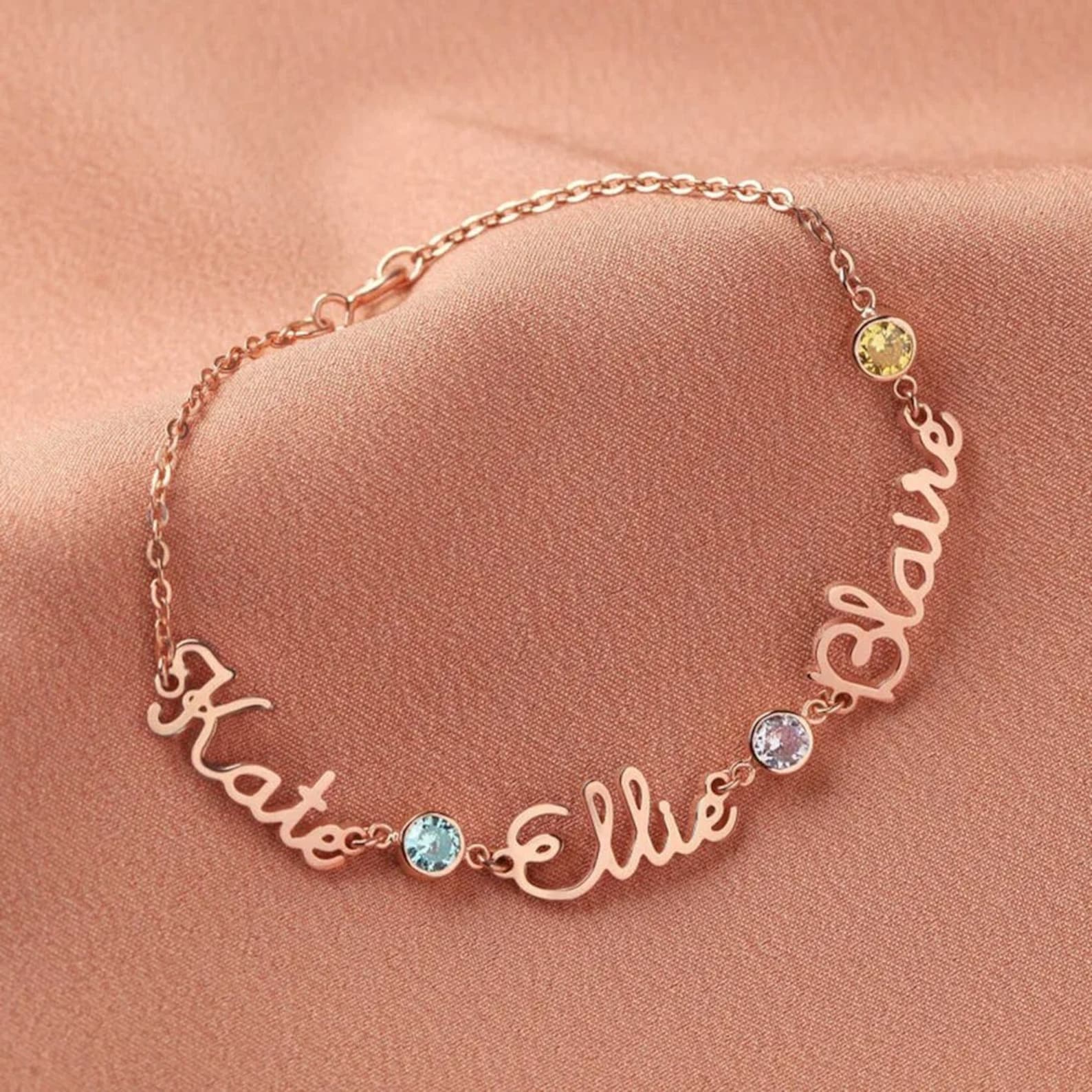 Custom Name Bracelet Personalized Birthstone Jewelry Multi-names ...
