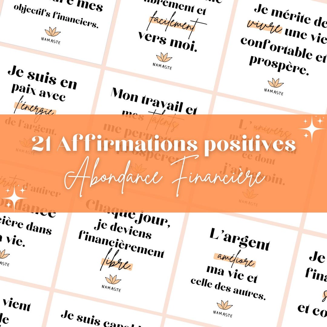 21 Positive Affirmations in French, Financial Abundance, Decoration ...