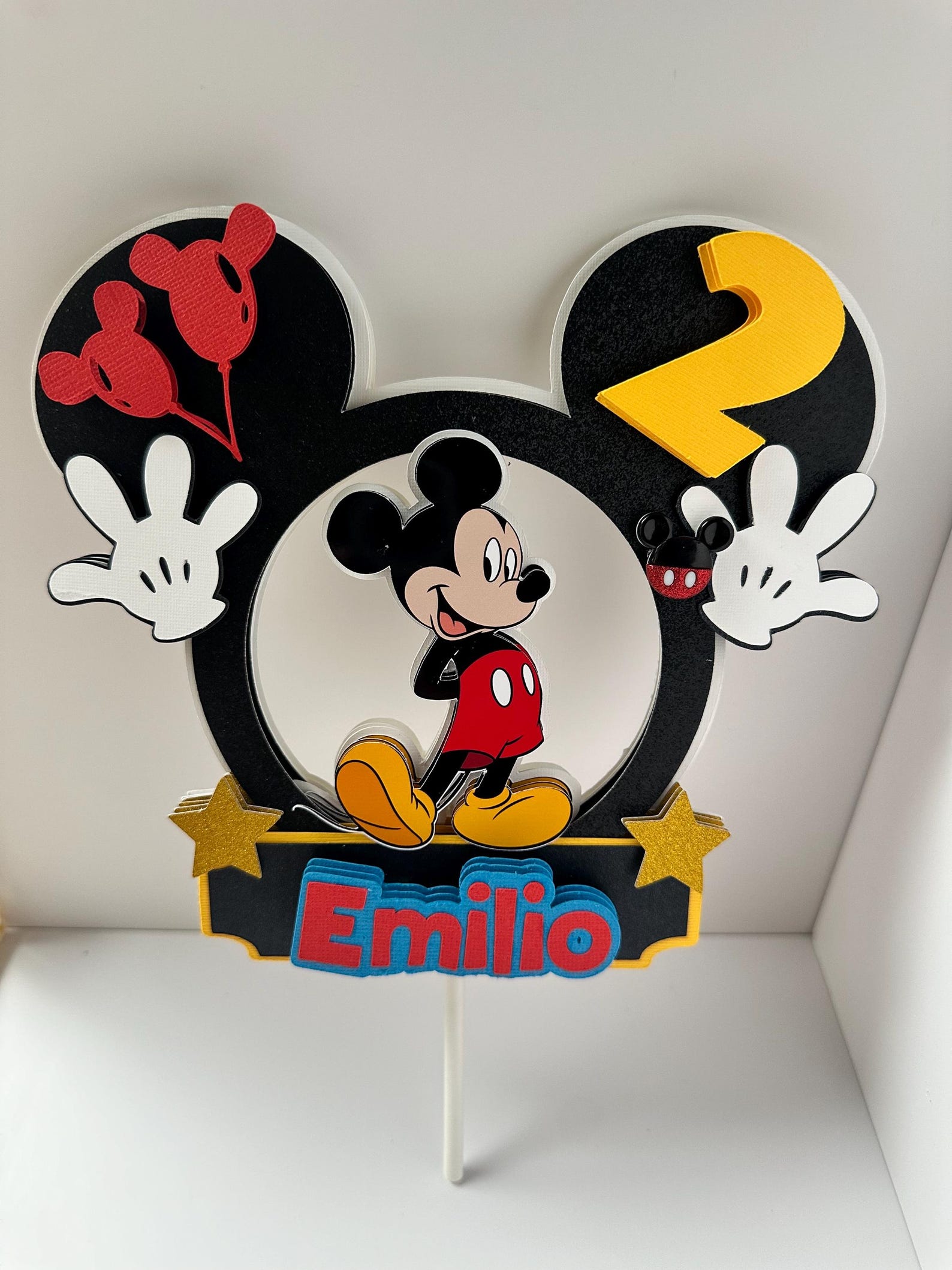 Mickey Mouse Personalized Cake Topper: 7.5" Birthday Party Decor - Etsy