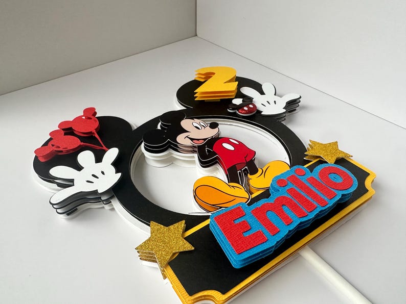 Mickey Mouse Personalized Cake Topper: 7.5" Birthday Party Decor - Etsy