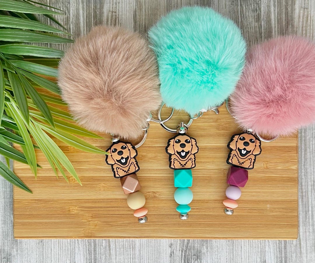 Doggo Keychain | Puff Ball and Clip Attachment Included - Etsy