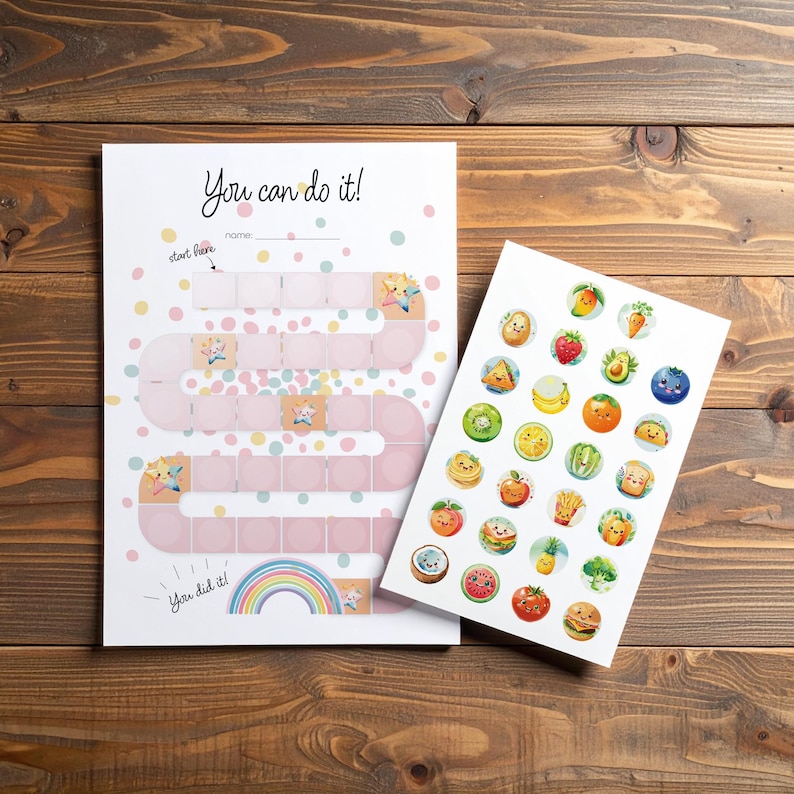 Printable Reward Chart for Kids With Cute Food Stickers – Fun ...