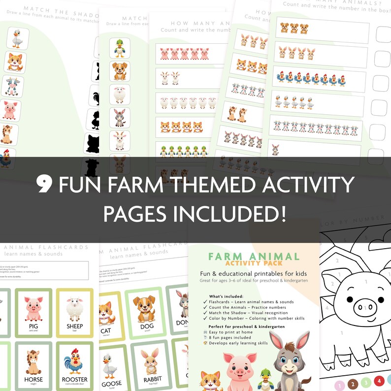 Farm Animal Activity Pack – Printable Preschool Learning Bundle - Etsy Australia