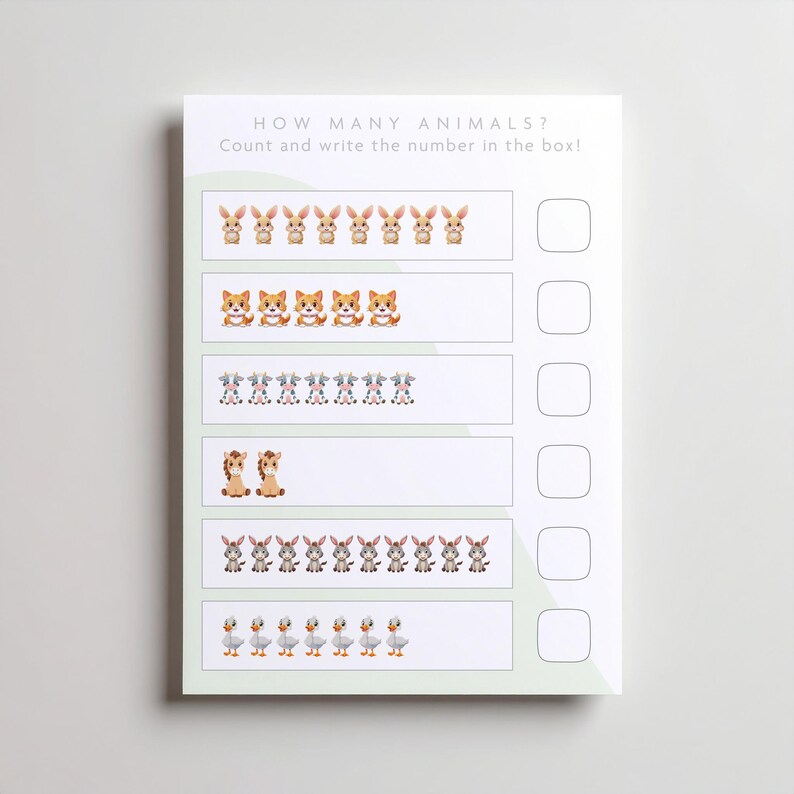 Farm Animal Counting Worksheets for Kids – Printable Counting Pages ...