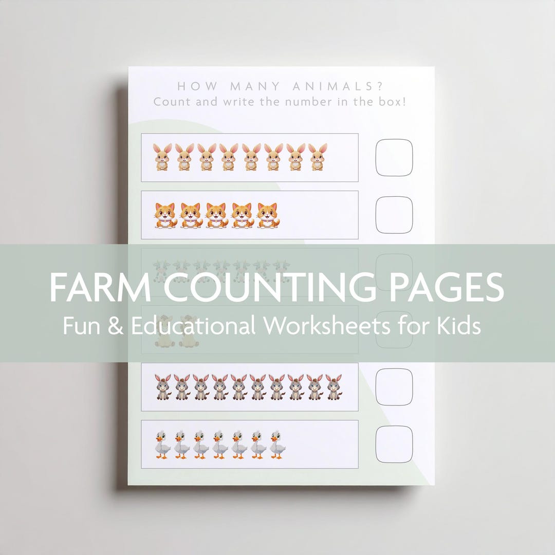 Farm Animal Counting Worksheets for Kids – Printable Counting Pages ...