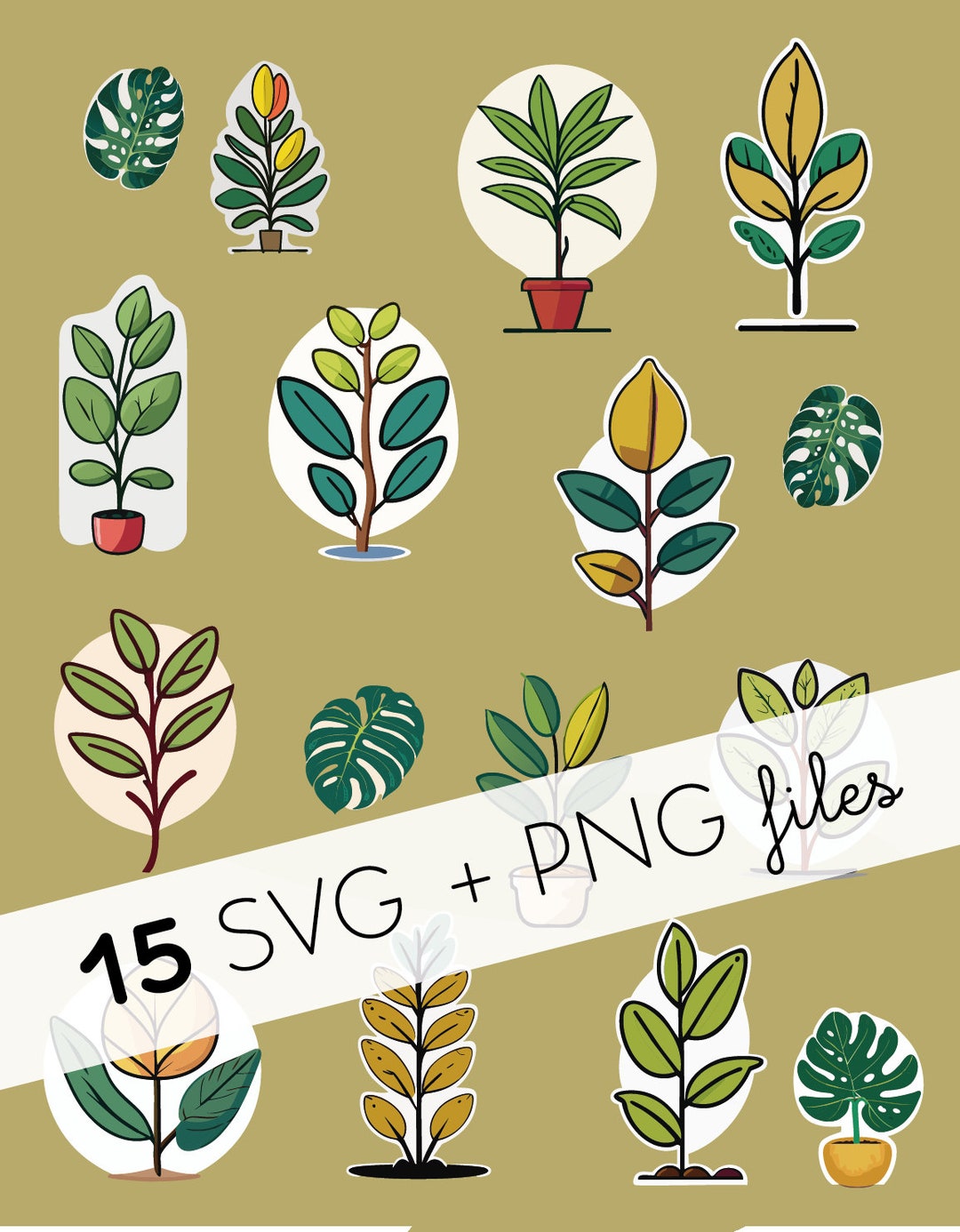 15 X Plants SVG PNG Files - Etsy