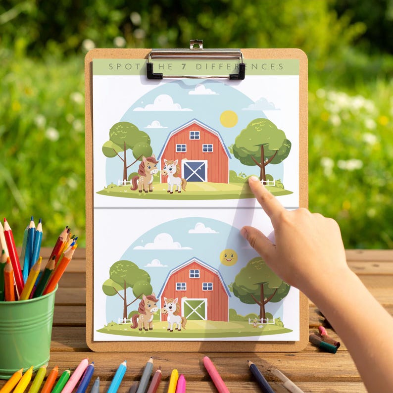 Spot the Difference Farm | Printable Activity for Kids | Find the 7 ...