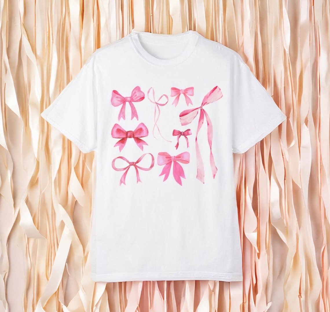 Coquette Bow T-shirt Pink Watercolor Ballerina Design Shirt Fashion ...