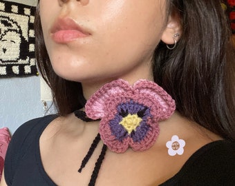 Off White Crochet Rose Choker/crochet Rose Necklace/crochet Flower ...